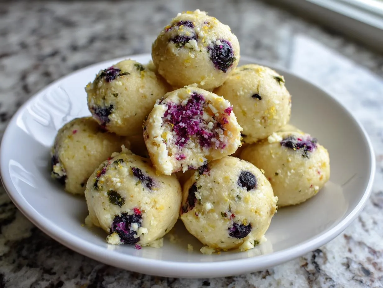 No Bake Lemon Blueberry Cottage Cheese Bites With 9g Protein - Frosty ...